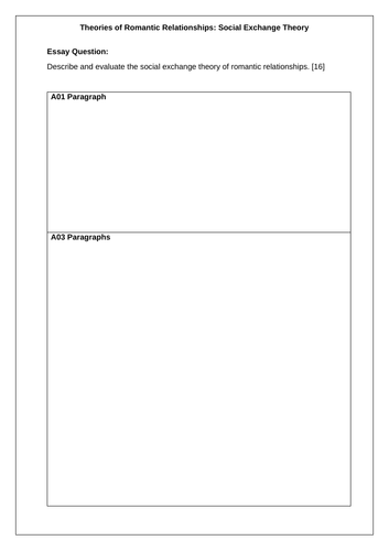 A-Level Psychology - SOCIAL EXCHANGE THEORY [Relationships Topic ...