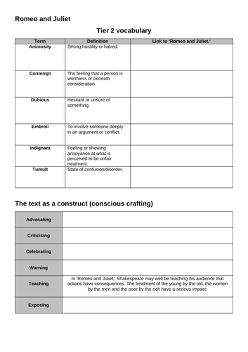 Romeo and Juliet walking talking mock (WTM) with student booklet and ...