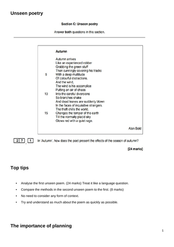 Unseen poetry walking talking mock (WTM) exam revision with student ...