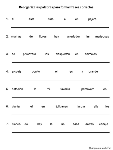 Spanish Spring Worksheets - La Primavera | Teaching Resources