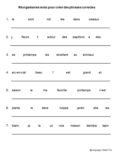 Free French Spring Worksheets - Le Printemps | Teaching Resources
