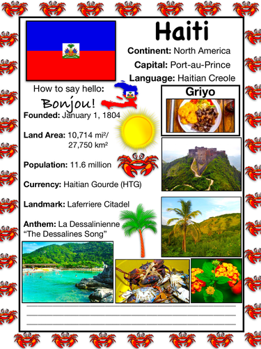 HAITI History & Geography, Travel The World Worksheet | Teaching Resources