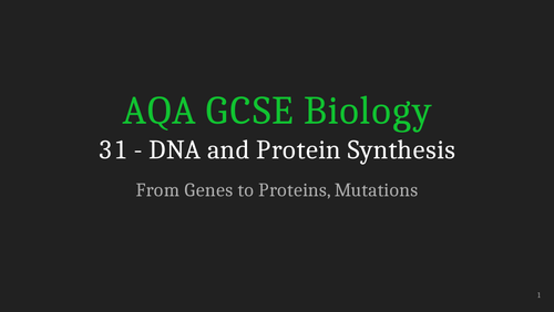 AQA GCSE Biology Lecture 31 - DNA and Protein Synthesis | Teaching ...