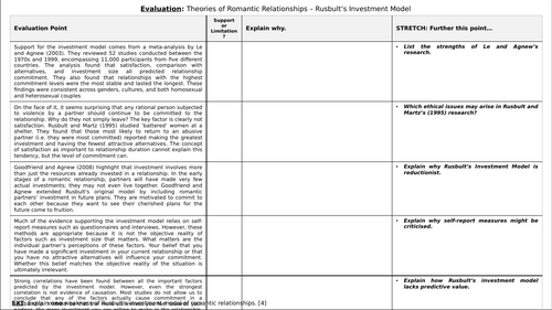 A-Level Psychology - RUSBULT'S INVESTMENT MODEL [Relationships Topic ...