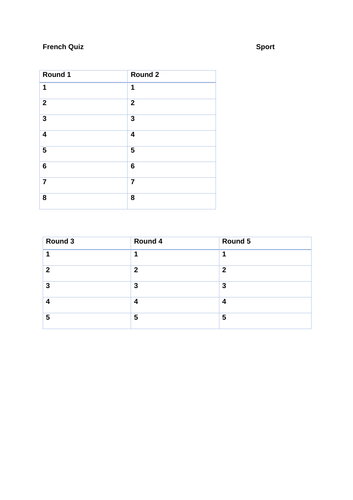 French Sports Quiz | Teaching Resources