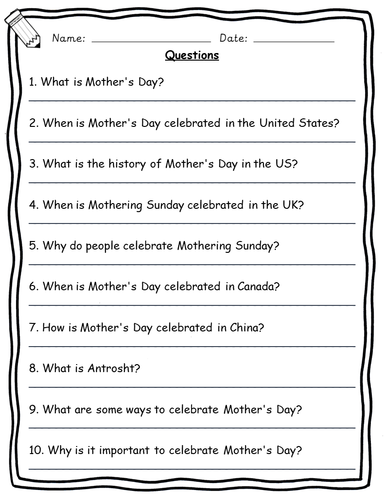 Mother's Day around the world Reading Comprehensions - 9 countries ...