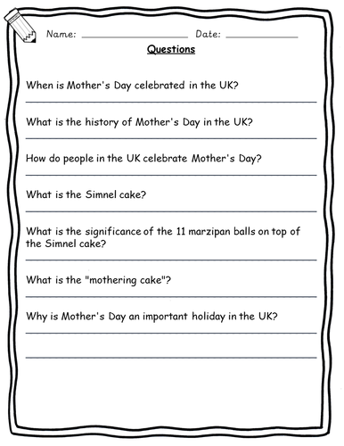 Mother's Day around the world Reading Comprehensions - 9 countries ...