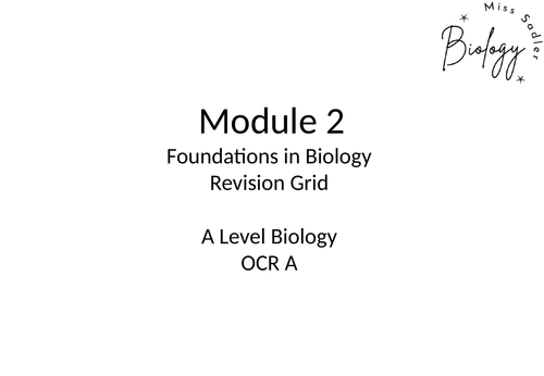 OCR A level Biology Module 2 revision grid | Teaching Resources
