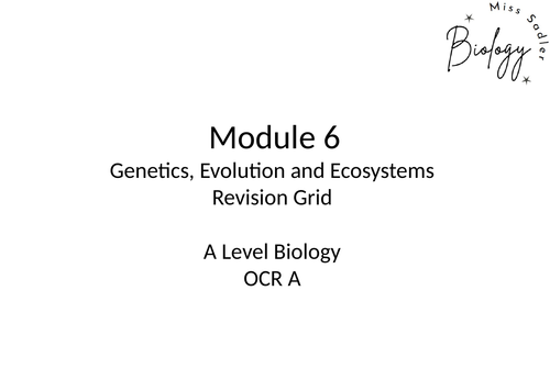 OCR A level Biology Module 6 revision grid | Teaching Resources