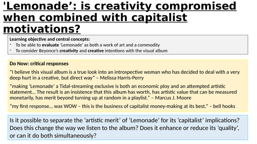 Mini-SOW Beyonce's Lemonade visual album for IB DP | Teaching Resources
