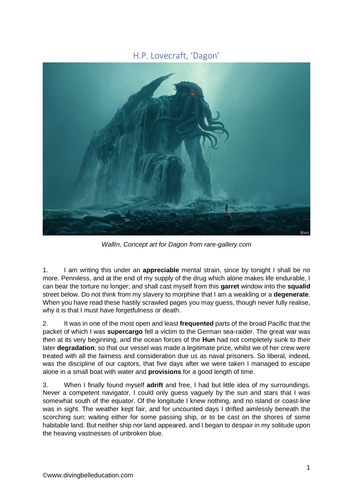 Short Story Study: H.P. Lovecraft, 'Dagon' | Teaching Resources