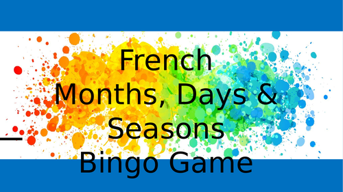 French Days, Months & Seasons Bingo Game Activity | Teaching Resources