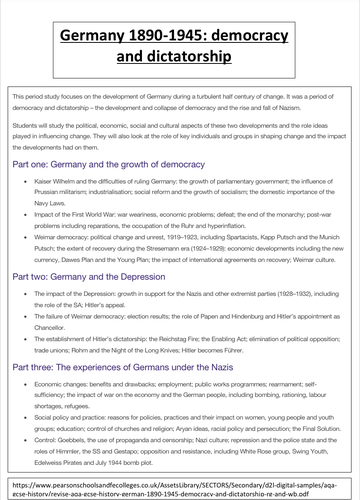 Nazi Germany workbook - GCSE - GRADE 9 | Teaching Resources