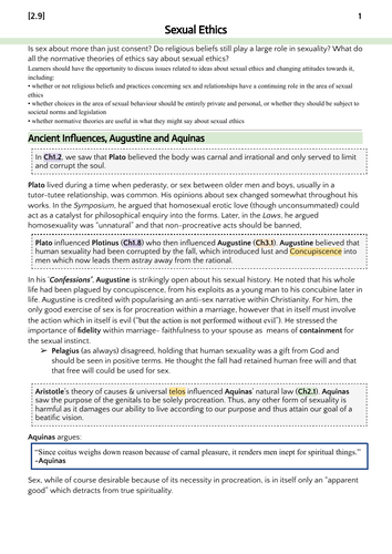 Sexual Ethics (OCR RS A-level) Notes | Teaching Resources
