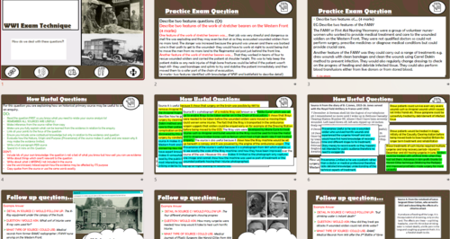 WWI Western Front Medicine Exam Technique | Teaching Resources