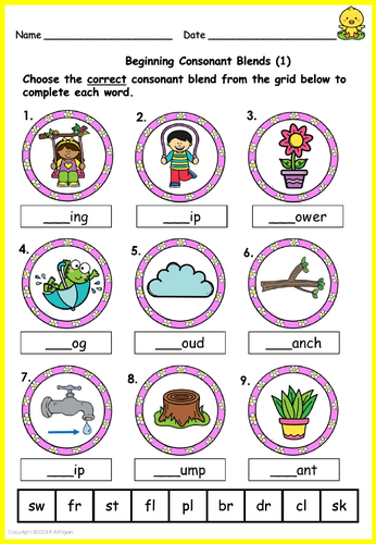 Consonant Blends Clusters Spring Phonics Worksheets | Teaching Resources