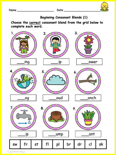 Consonant Blends Clusters Spring Phonics Worksheets | Teaching Resources
