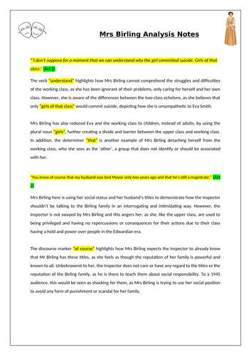 An Inspector Calls- Mrs Birling Analysis Revision Notes | Teaching ...