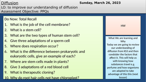lesson_AQA GCSE_diffusion (biology) | Teaching Resources