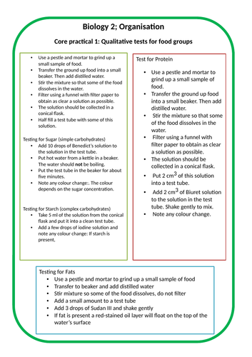 Lesson_AQA GCSE_Bio_Food tests practical | Teaching Resources