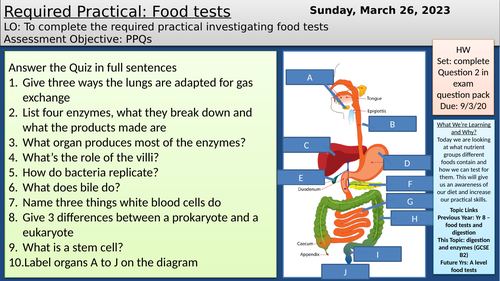 Lesson_AQA GCSE_Bio_Food tests practical | Teaching Resources