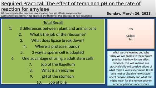lesson_AQA GCSE_enzymes required practical | Teaching Resources
