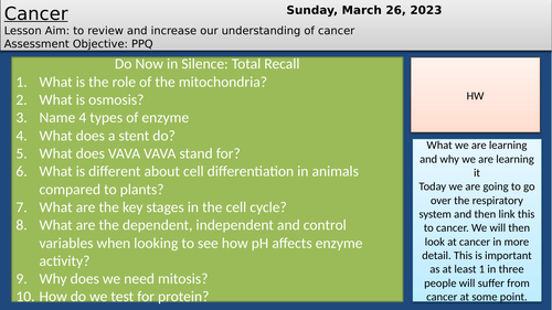 lesson_AQA GCSE_cancer | Teaching Resources