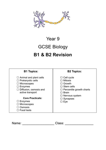 GCSE Biology B1 & B2 - Retrieval Booklet | Teaching Resources