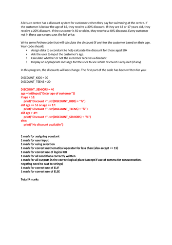 Exam Style Python Programming Questions (GCSE AQA) | Teaching Resources Exam Style Python Programming Questions (GCSE AQA) | Teaching Resources