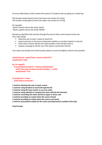 Exam Style Python Programming Questions (GCSE AQA) | Teaching Resources Exam Style Python Programming Questions (GCSE AQA) | Teaching Resources