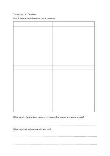 Science Season Activity Sheet Pack | Teaching Resources