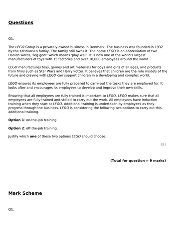 iGCSE Business Topic 2 - People in Business | Teaching Resources