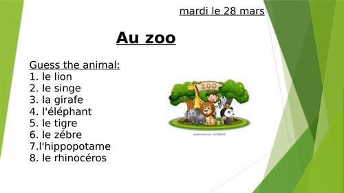 French animals cover work | Teaching Resources