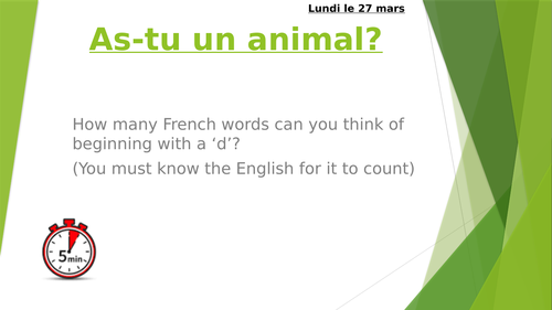 French animals cover work | Teaching Resources