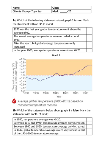 GSCE Geography KS4 Climate / Climate Change Assessment + Revision ...