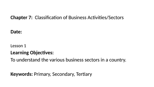 iGCSE Business Topic 1 - Business Activity and Influences on Business ...