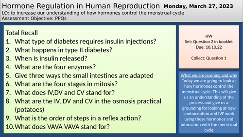 lesson_hormones in the menstrual cycle_AQA GCSE | Teaching Resources