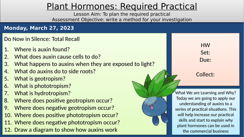 lesson_require practical plant hormones_AQA GCSE | Teaching Resources