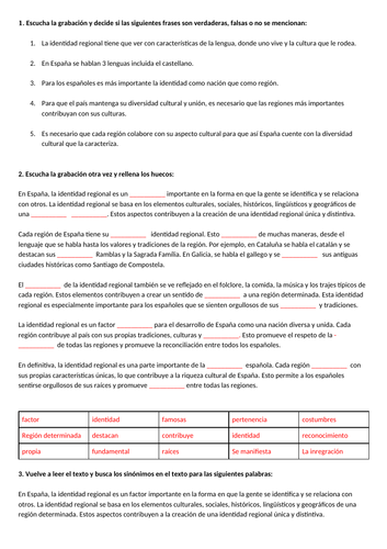 A Level Spanish: Essay & Exams Skills #1 - La Identidad Regional ...