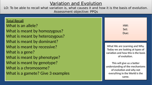 lesson_variation and evolution_AQA GCSE | Teaching Resources