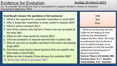 lesson_evidence for evolution | Teaching Resources