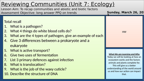 lesson_levels in ecosystem_AQA GCSE | Teaching Resources