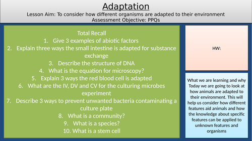 lesson_adaptations of animals_AQA GCSE | Teaching Resources