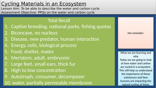lesson_water and carbon cycle_AQA GCSE | Teaching Resources