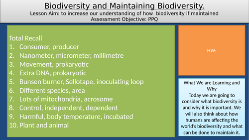 lesson_biodiversity and managing biodiver_AQA GCSE | Teaching Resources