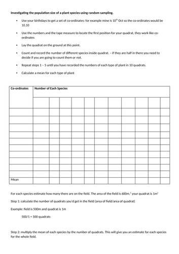 Lesson Required Practical Sampling Aqa Gcse Teaching Resources