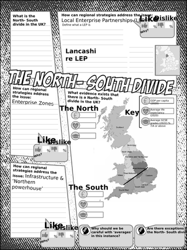 North- South Divide, Geography GCSE, AQA, 9-1 | Teaching Resources