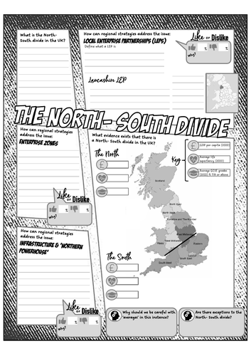 North- South Divide, Geography GCSE, AQA, 9-1 | Teaching Resources