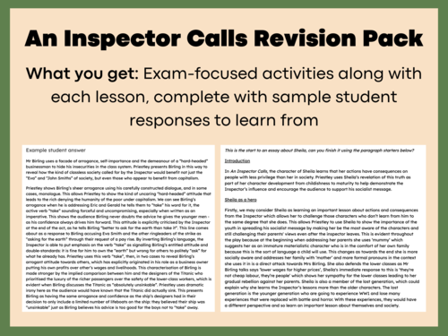 Inspector Calls Tutoring + Revision Pack | Teaching Resources Inspector Calls Tutoring + Revision Pack | Teaching Resources