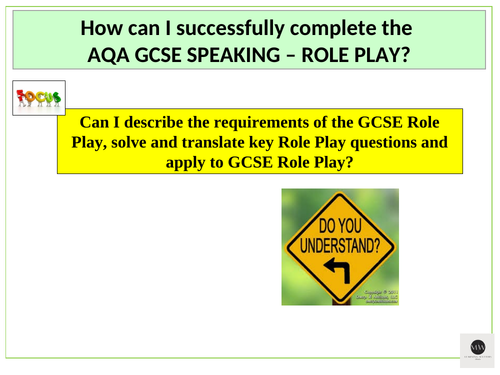 GCSE FRENCH ROLE PLAY AQA LESSON | Teaching Resources
